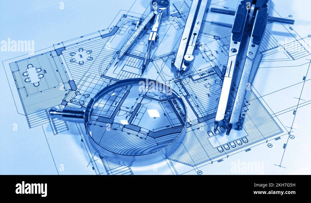 Architectural plan of a modern house - Blueprints Stock Video Footage ...