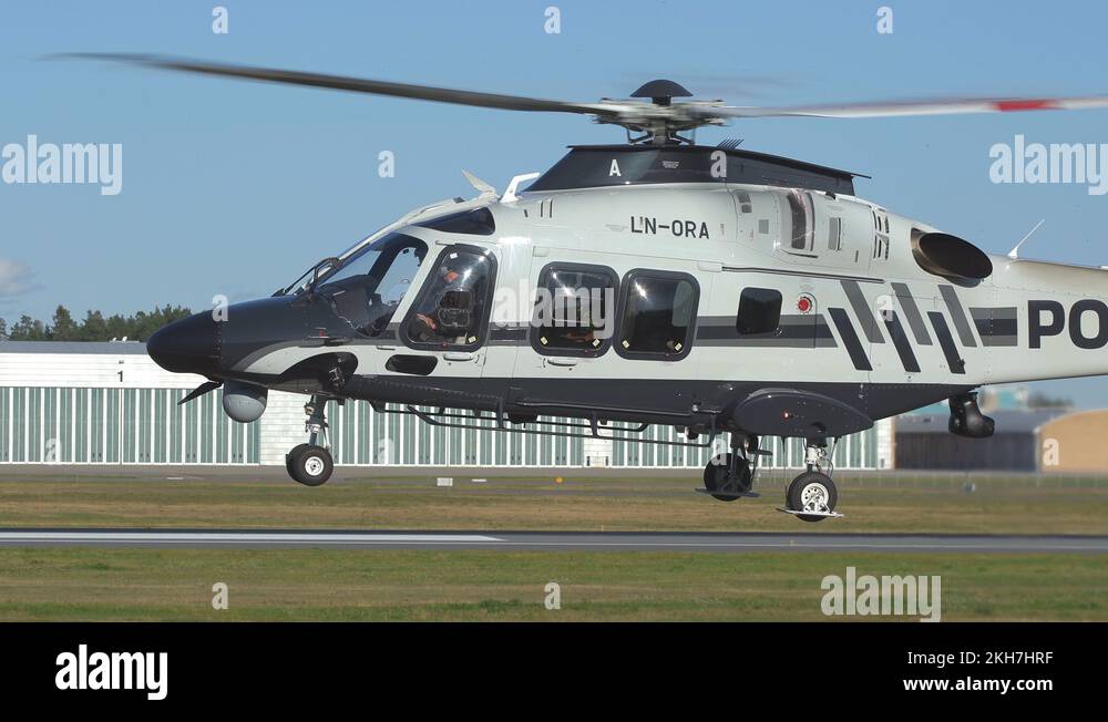 norwegian police helicopter leonardo helicopters aw169 close turn side ...