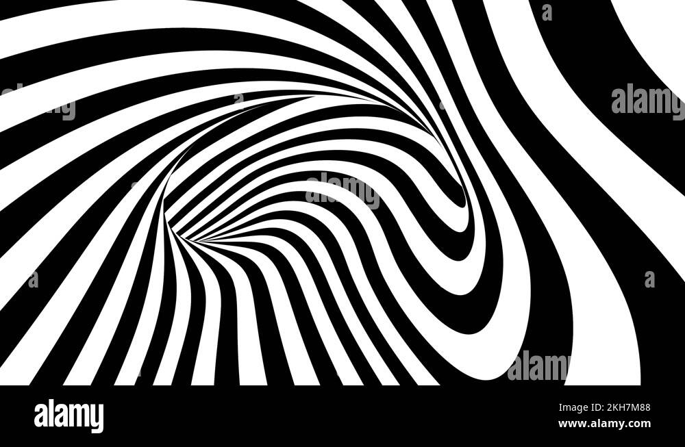 4K. Black And White Hypnotic Stripes In Motion. Seamless Looping Stock ...