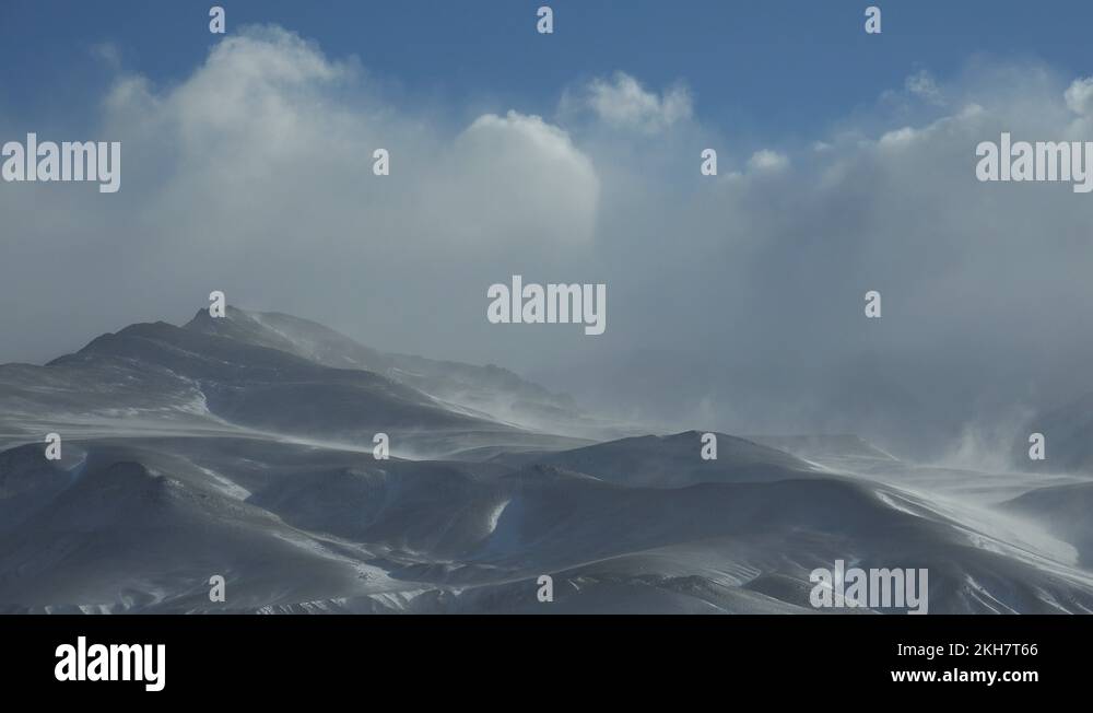 Blizzard and strong snow windstorm in Altai Kuray mountain range in ...