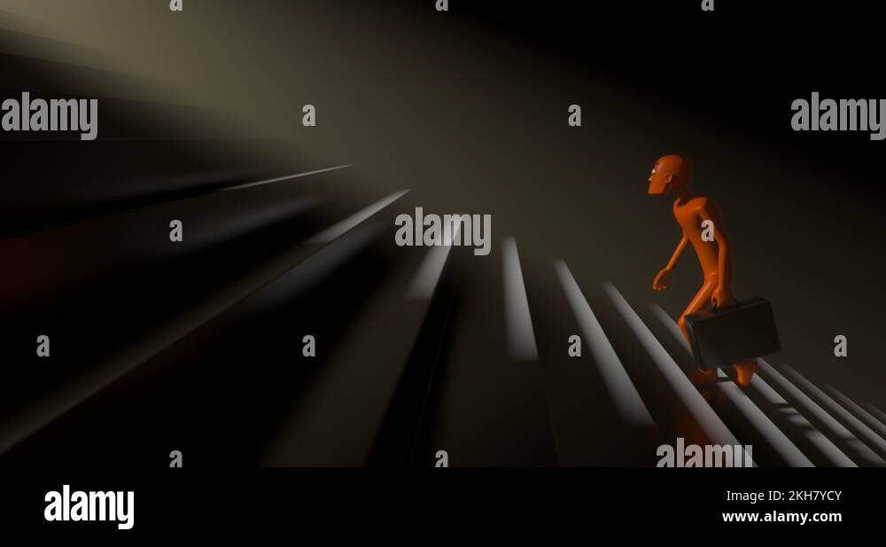 3d business man up ladder for success Stock Videos & Footage - HD and ...