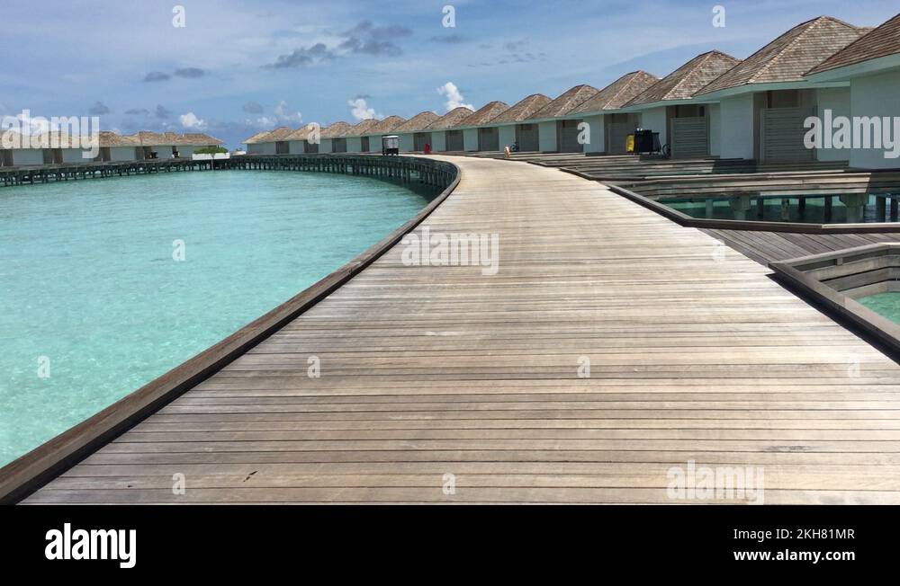 Maldives Water Villas Walking Way (Boardwalk/Pier Stock Video Footage ...