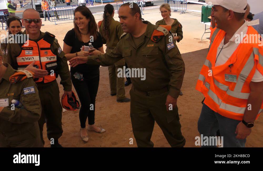 General Tamir Yadai, commander of the IDF's Home Front Command shaking ...