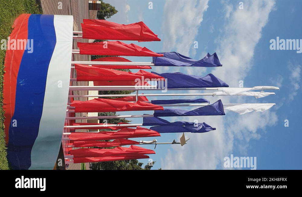 three-color flags of the Russian Federation, state symbols Stock Video ...
