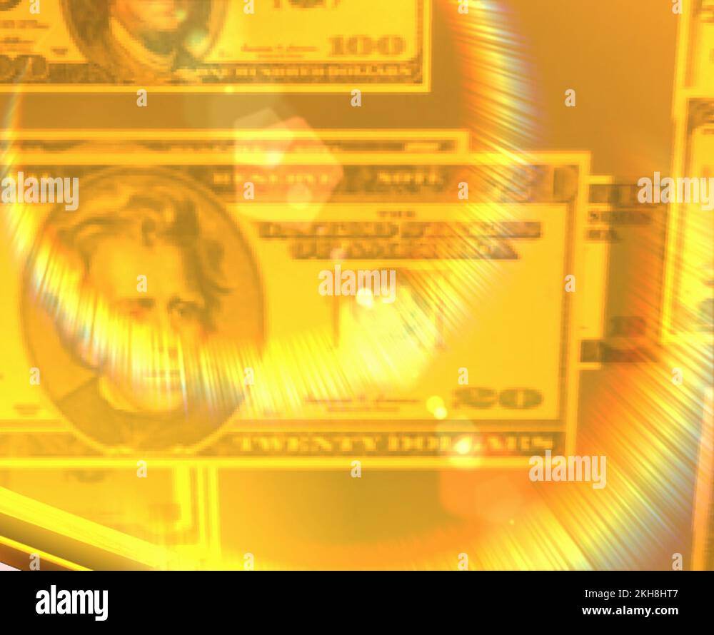 computer animated imagery of a giant gold dollar sign with a ...