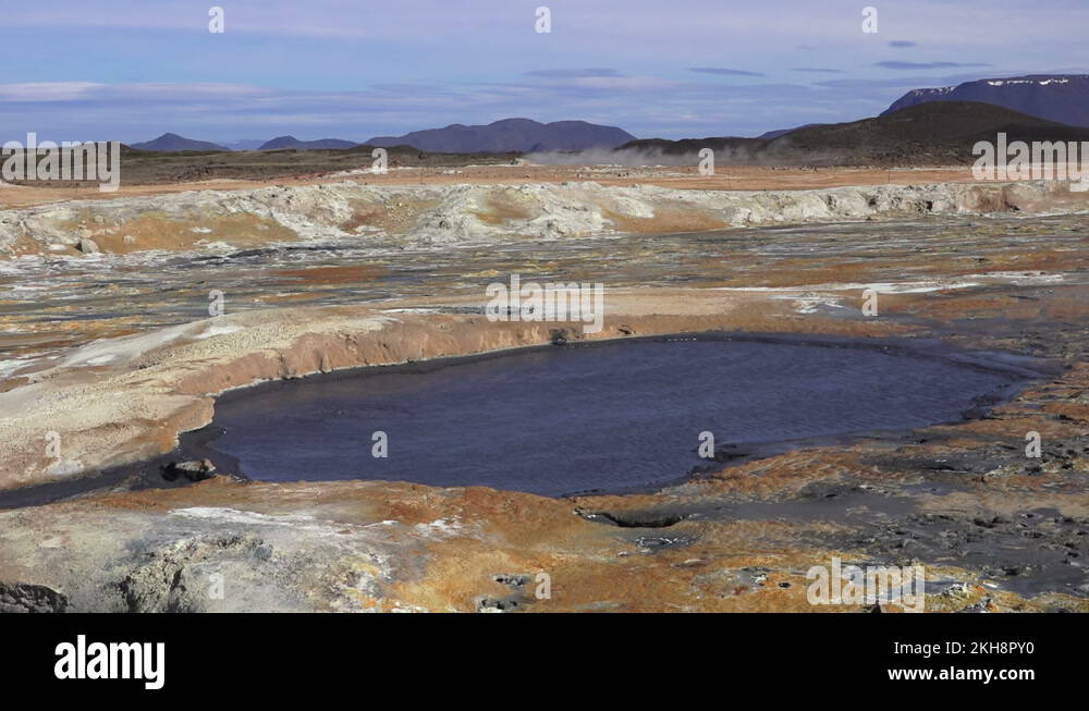 Geothermal area Namafjall, fumaroles and sulfur hot springs, Iceland ...
