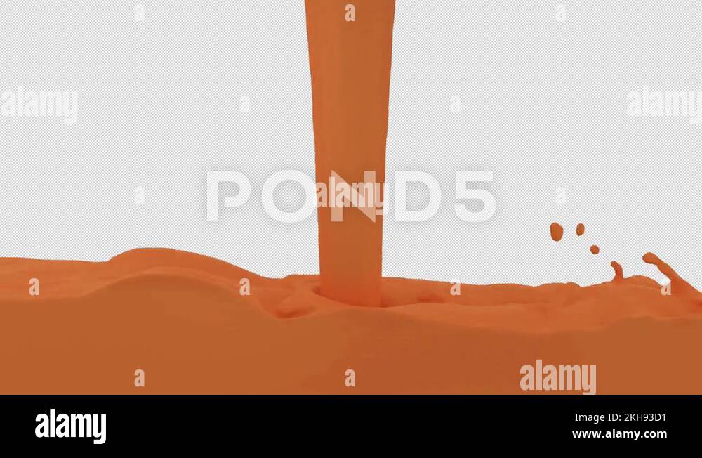 Animated pouring and splashing realistic carrot juice - one inflow ...