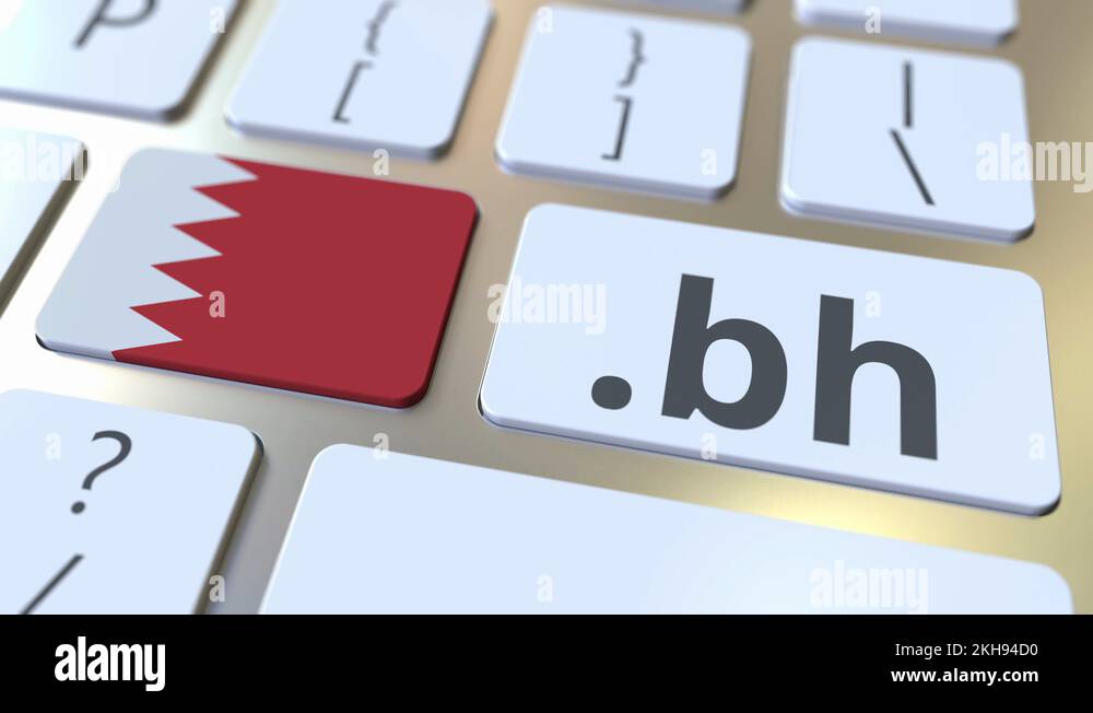 Bahraini domain .bh and flag of Bahrain on the buttons on the computer ...