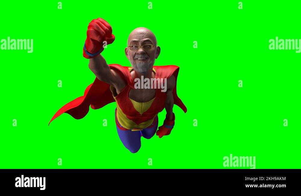 comics Superhero old man showing is power strength toon style 3d render ...