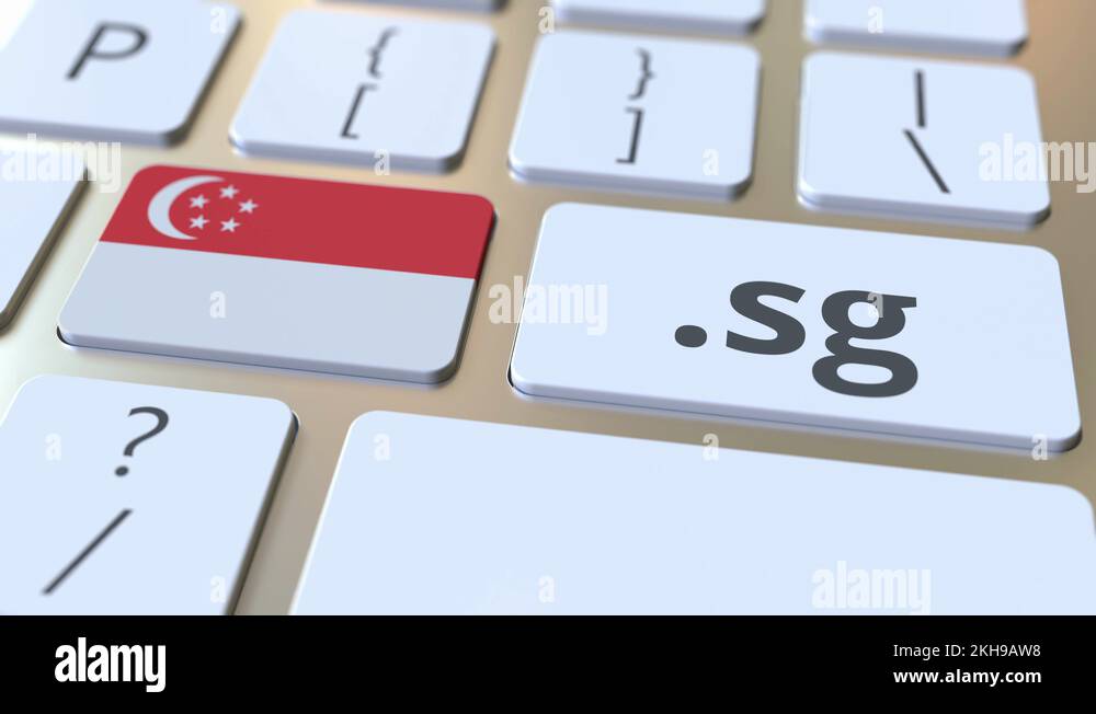Singaporean domain .sg and flag of Singapore on the buttons on the ...