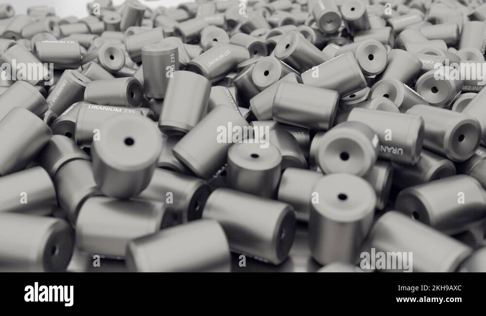 Uranium oxide fuel pellet production. Atomic reactor. Uranium 235 Stock ...