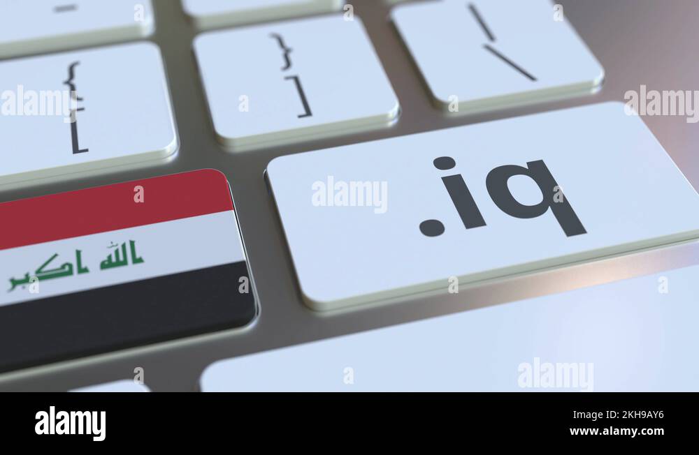 Iraqi domain .iq and flag of Iraq on the buttons on the computer ...