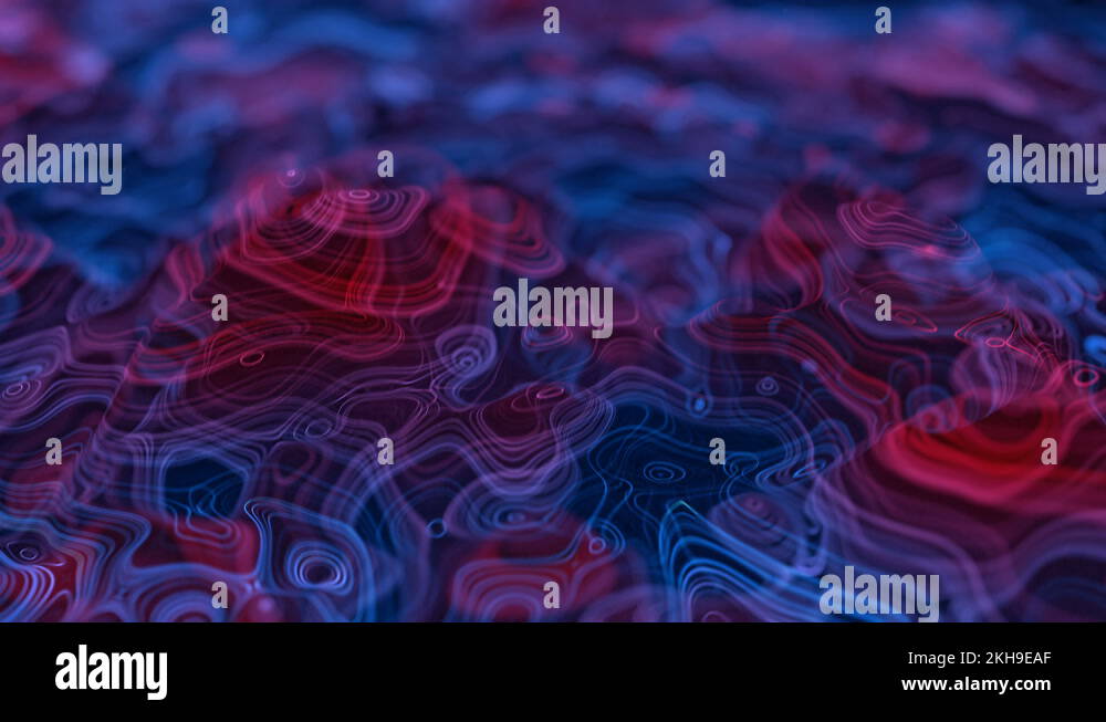 Futuristic topographic map with glowing lines seamless loop 3D render ...
