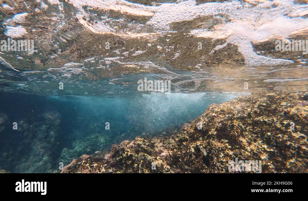 Beautiful underwater sea scene view with natural light rays, shining ...