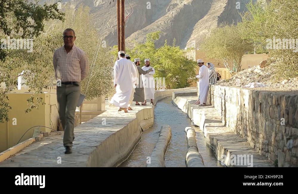 Nizwa, Sultanate of Oman. Aflaj Irrigation System in an old omani ...