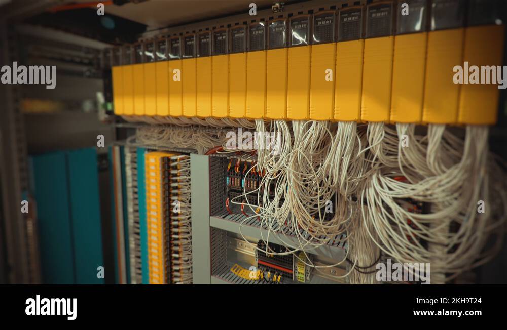 PLC Programmable logic controller box. Steadicam shot Stock Video ...