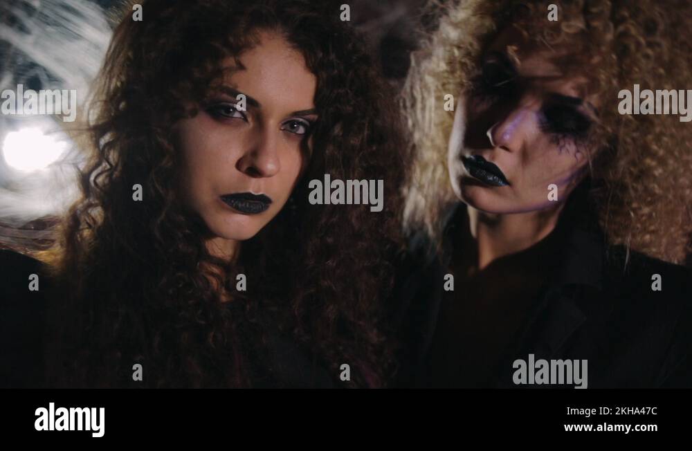 women with Halloween makeup pose playing dead people roles Stock Video ...