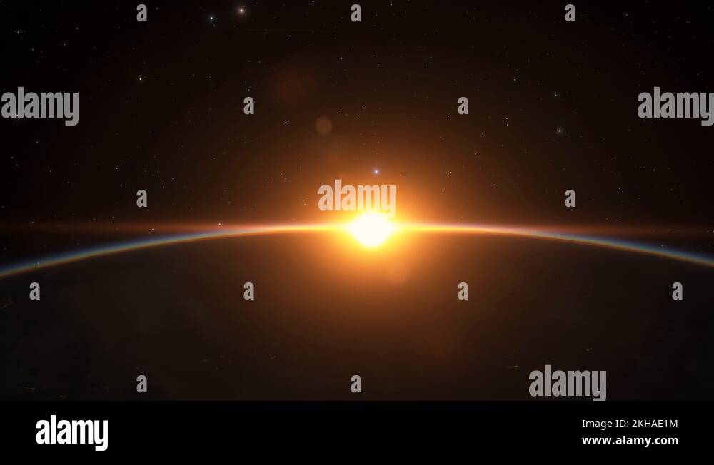 Amazing Sunrise Over The Earth. View Of Planet Earth From Space. 3d ...
