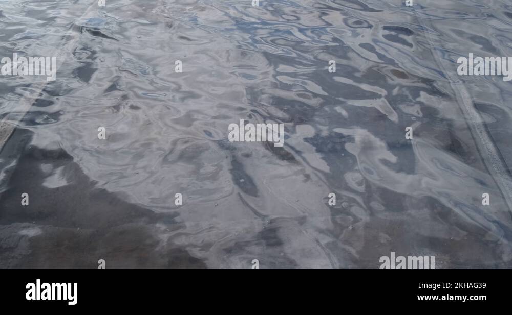 Transparent salt water in Dead Sea flooded railroad, water spilled out ...