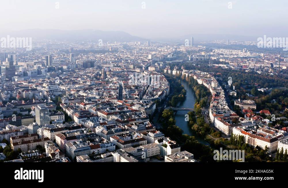 Vienna aerial view in Austria is one of the most famous capital cities ...