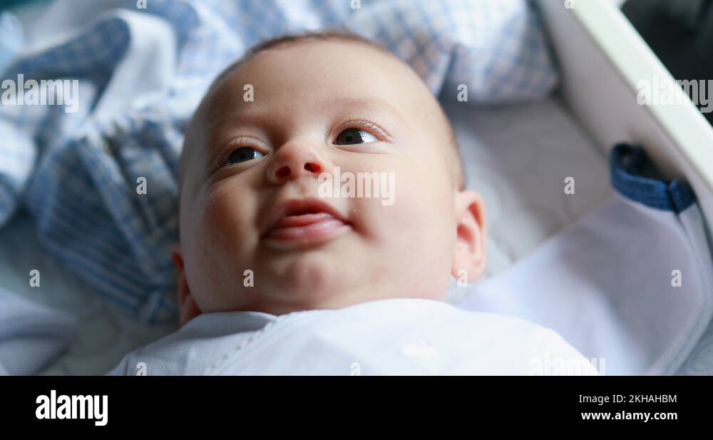 Cute baby newborn different face portrait reactions interacting with ...