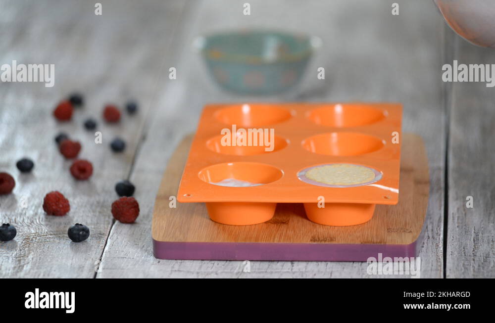 Step by step process of making a modern berry mousse dessert. Series ...