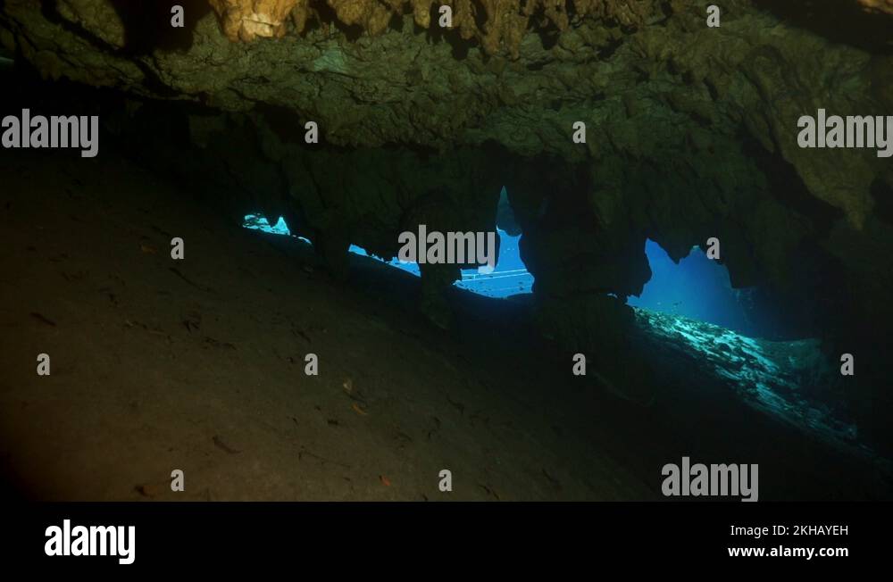 Cave diving underwater in Yucatan Mexico cenotes Stock Video Footage ...