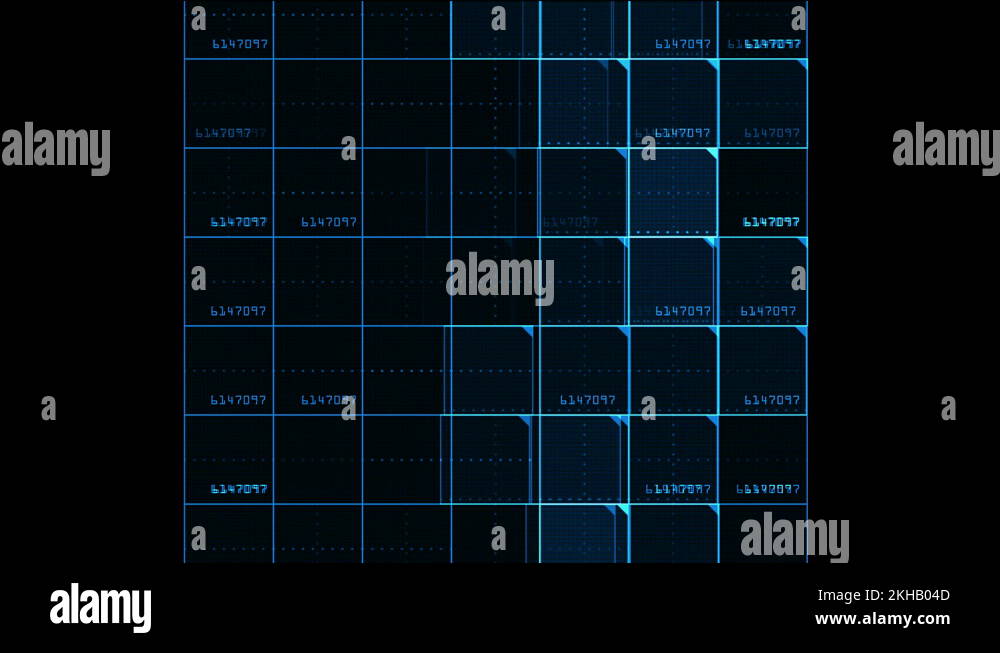 Virtual number square,science tech lines,matrix grid scanning ...
