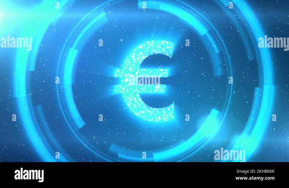 Blue euro currency symbol on space background with circles. Seamless ...