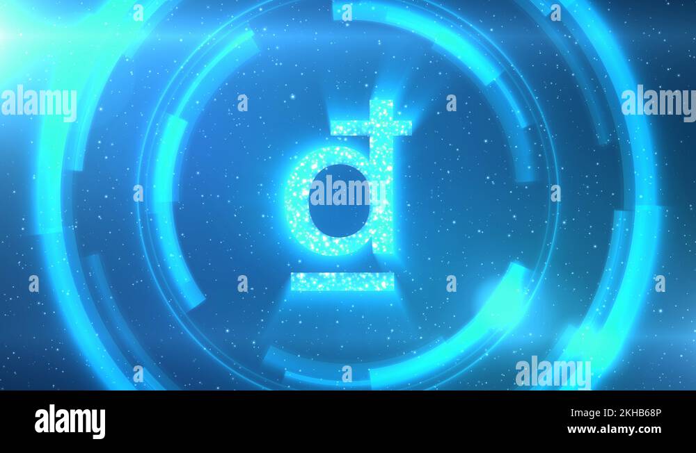 Blue Vietnamese dong currency symbol on space background. Seamless loop ...