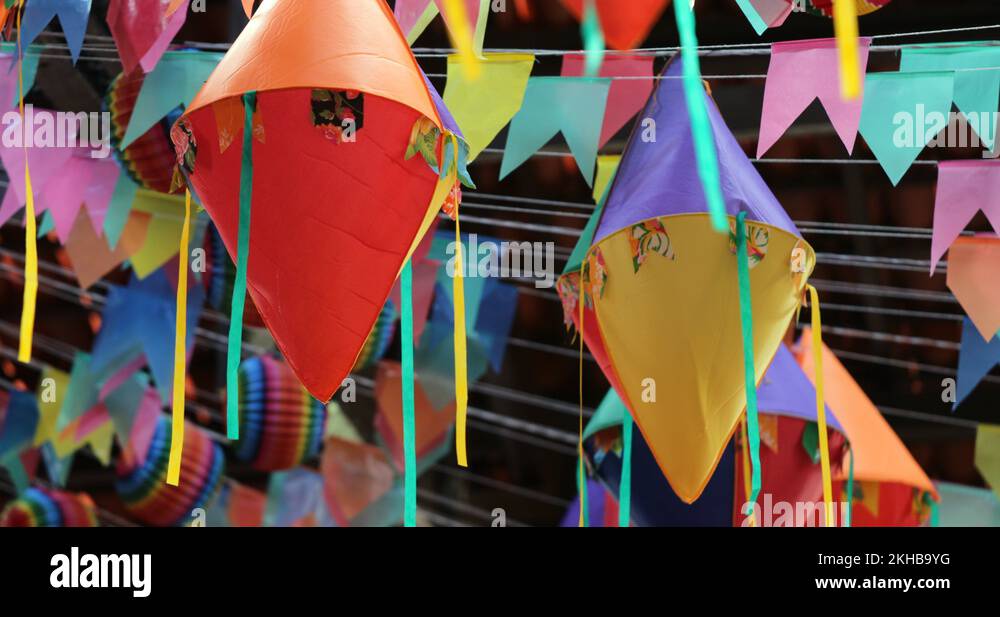 Festa Junina, Party colourful decoration in typical traditional Festa ...