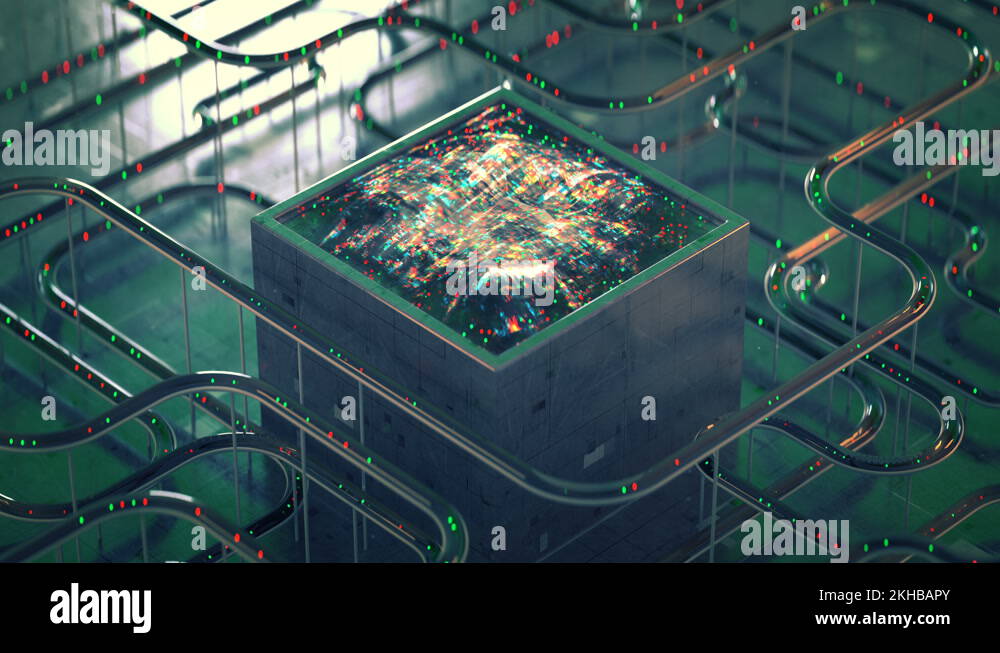 Sci-fi technical structure with waveform seamless loop 3D render animation Stock Video Footage ...