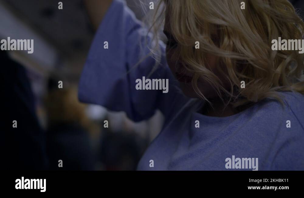 Insecure plus size girl looking down in metro train, negative body ...