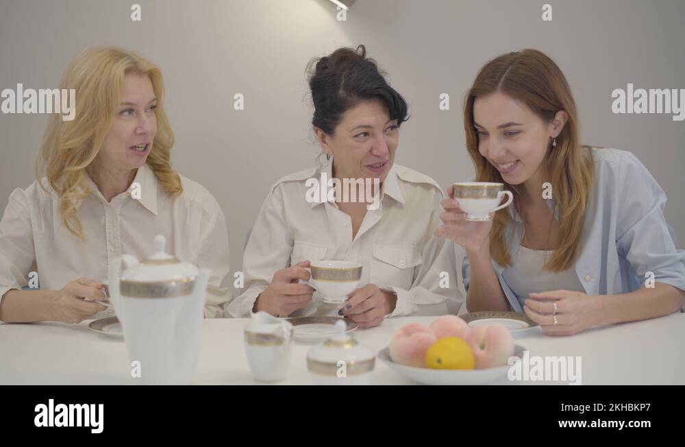 Indoors women talking mature table tea Stock Videos & Footage - HD and ...