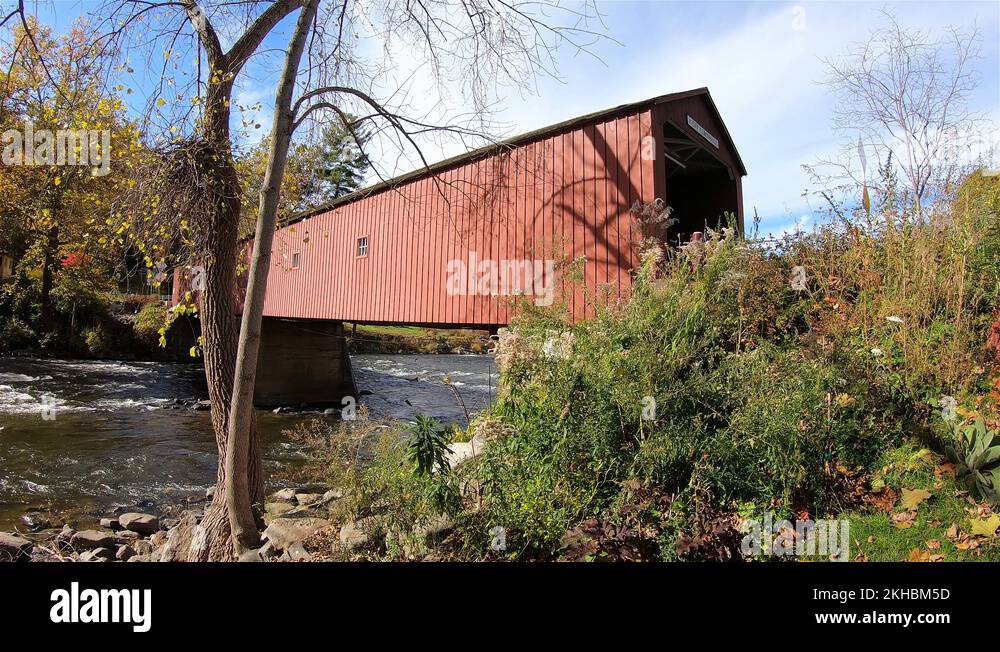 The 1864 West Cornwall Covered Bridge, also known as Hart Bridge Stock ...