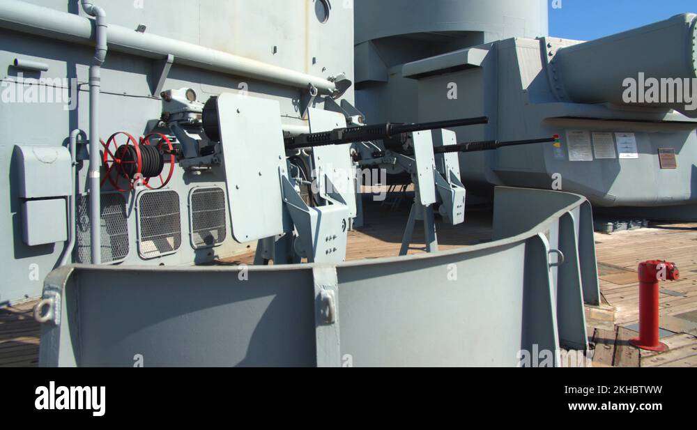 USS Alabama Battleship Machine Guns, WWII War Weapons, 4K Stock Video ...