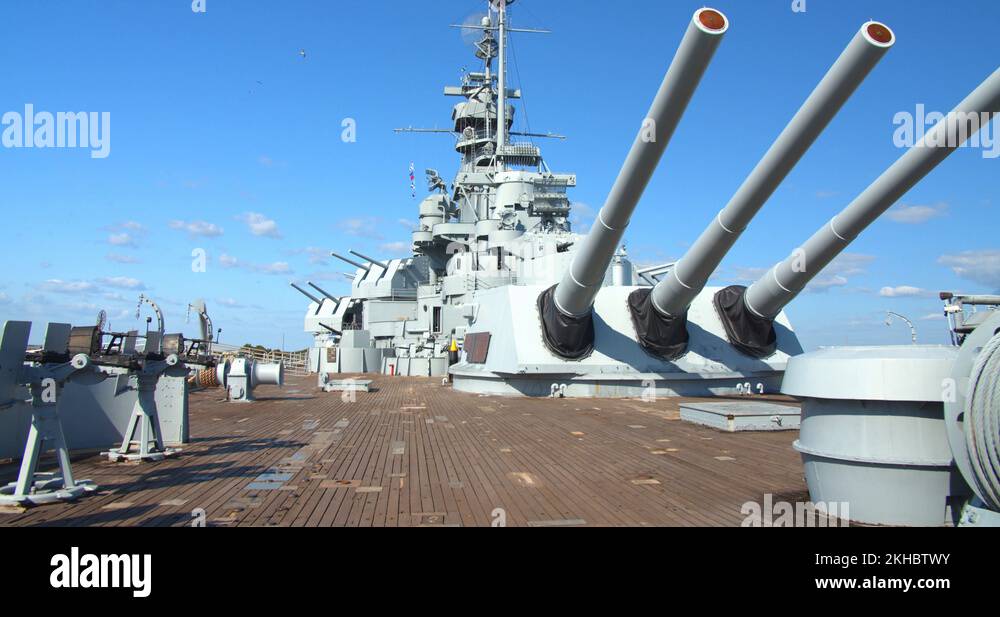 Aboard the USS Alabama Battleship, WWII Artillery & Weapons, 4K Stock ...