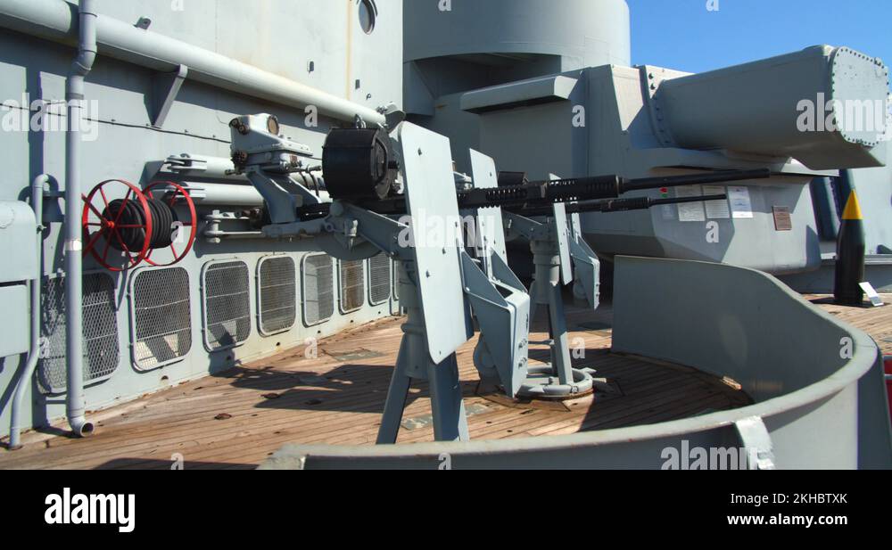 USS Alabama Battleship Machine Guns, WWII War Weapons, 4K Stock Video ...