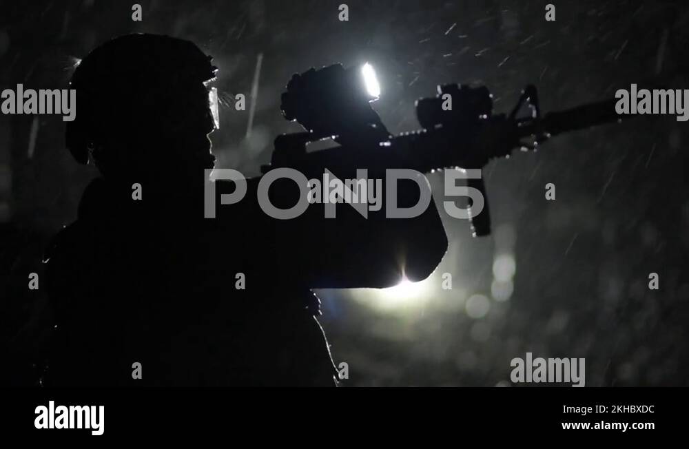 Slow Motion Footage of Special Forces Soldier on Duty in Dense Forest ...