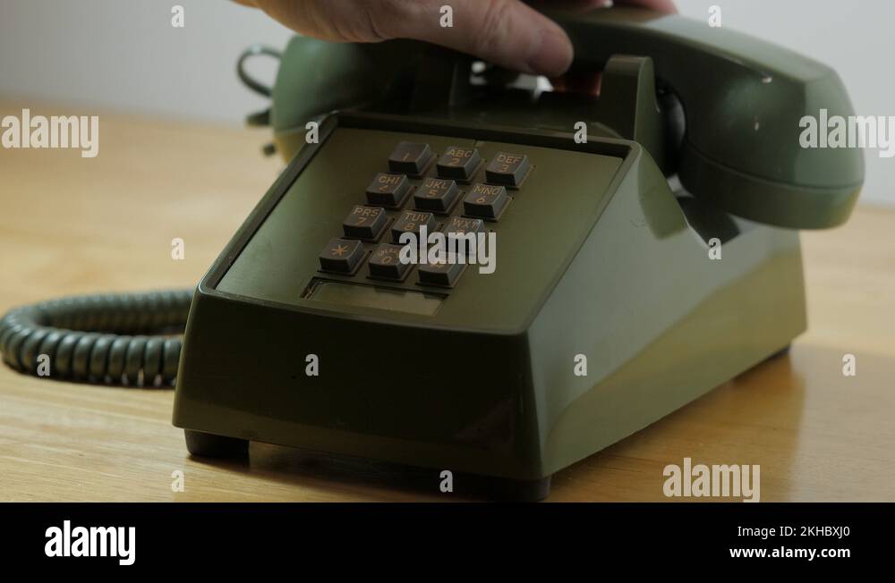 Man dialing retro push button rotary dial telephone Stock Video Footage ...