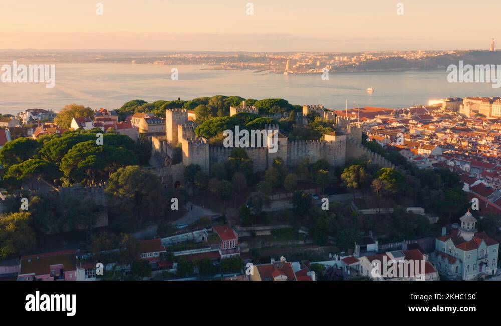 Lisbon, Portugal. Aerial view of the Sao Jorge Castle (Castelo de São ...