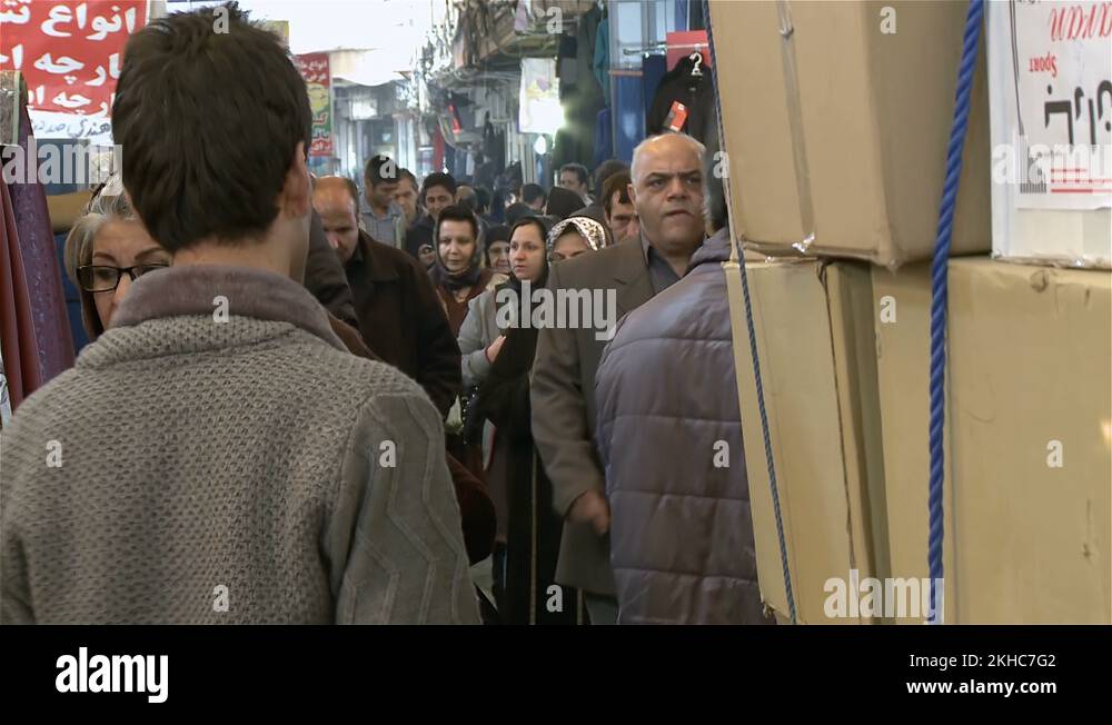 Large crowd of people at the Grand Bazaar of Tehran, Iran Stock Video ...