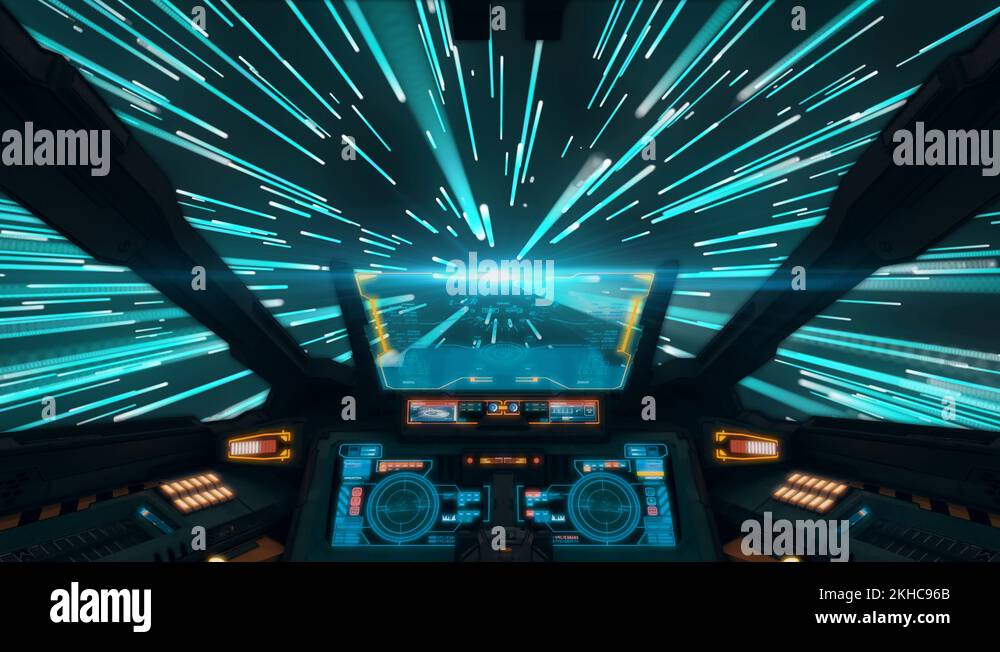 Fake Video Game Sci-fi Spaceship Jump Into Hyperspace Stock Video ...