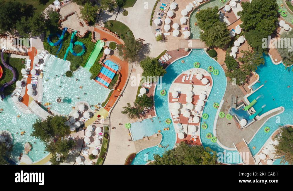 Albena, Bulgaria. Aquapark children summer resort town water slides ...