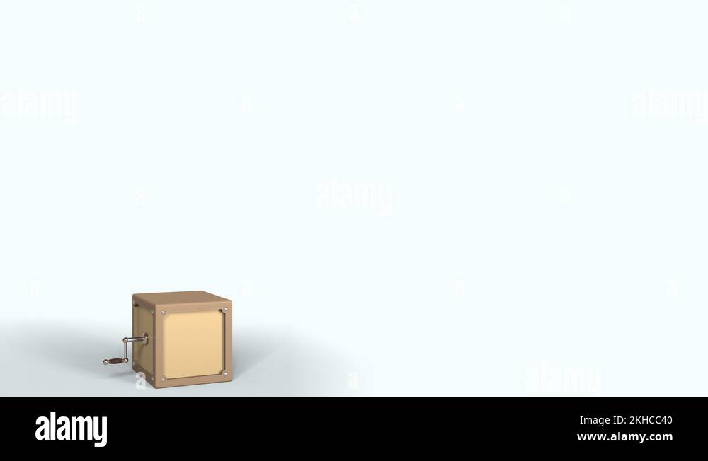 Jack-in-the-box with question marks on the popping plate. 3D animation ...