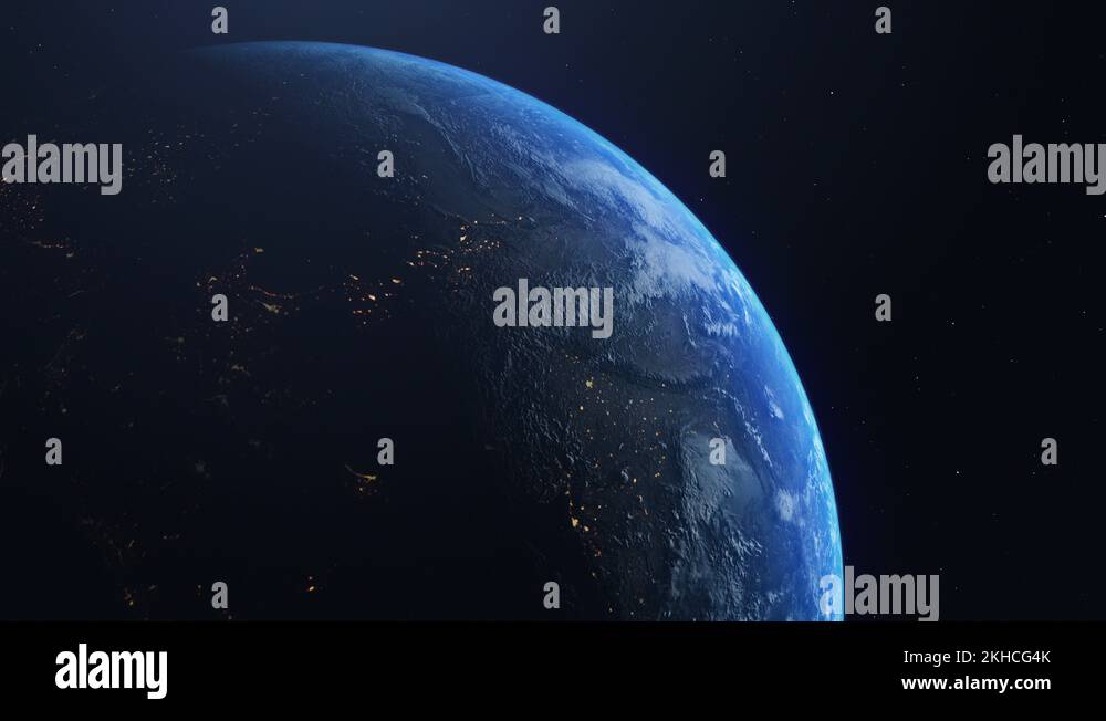 Planet Earth from space. From day to night 3D rendering rotation ...