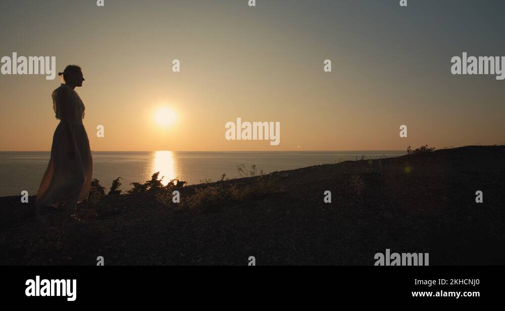 Woman sunset cliff silhouette Stock Videos & Footage - HD and 4K Video ...
