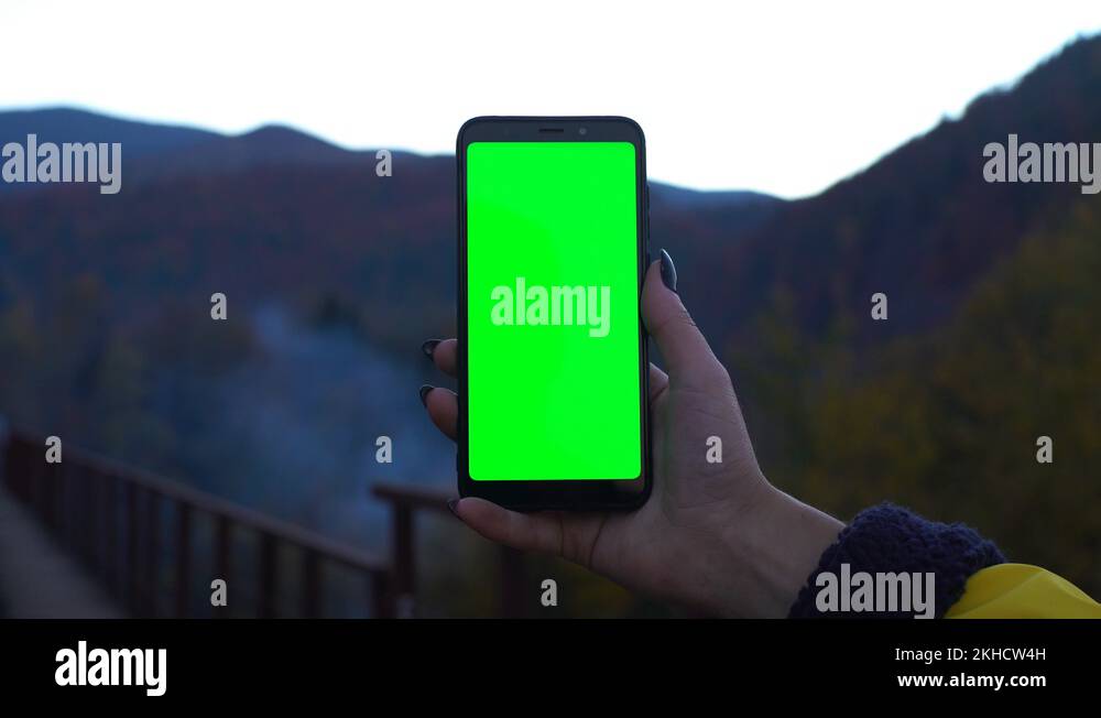Smartphone in mountains green screen chromakey tracking matte vfx shot ...