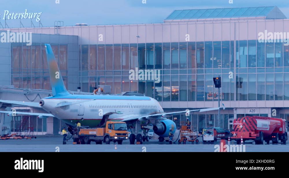 The aircraft is serviced by qualified personnel before take-off, tanker ...