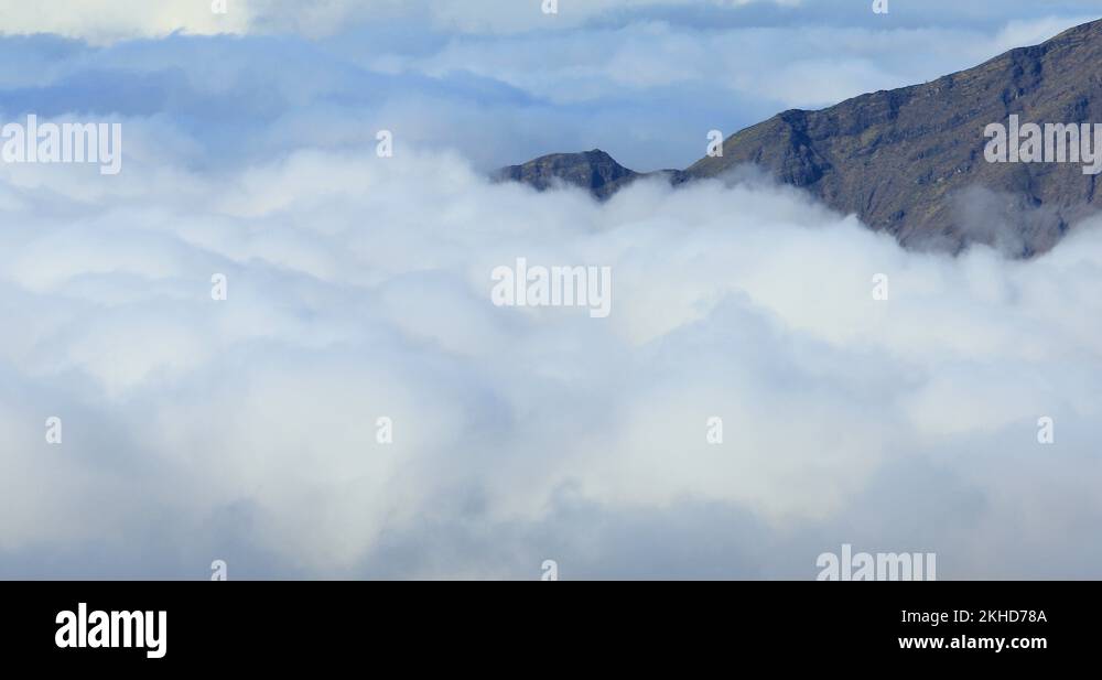 Long shot panning view of summit at Haleakala Volcano Crater,Maui ...